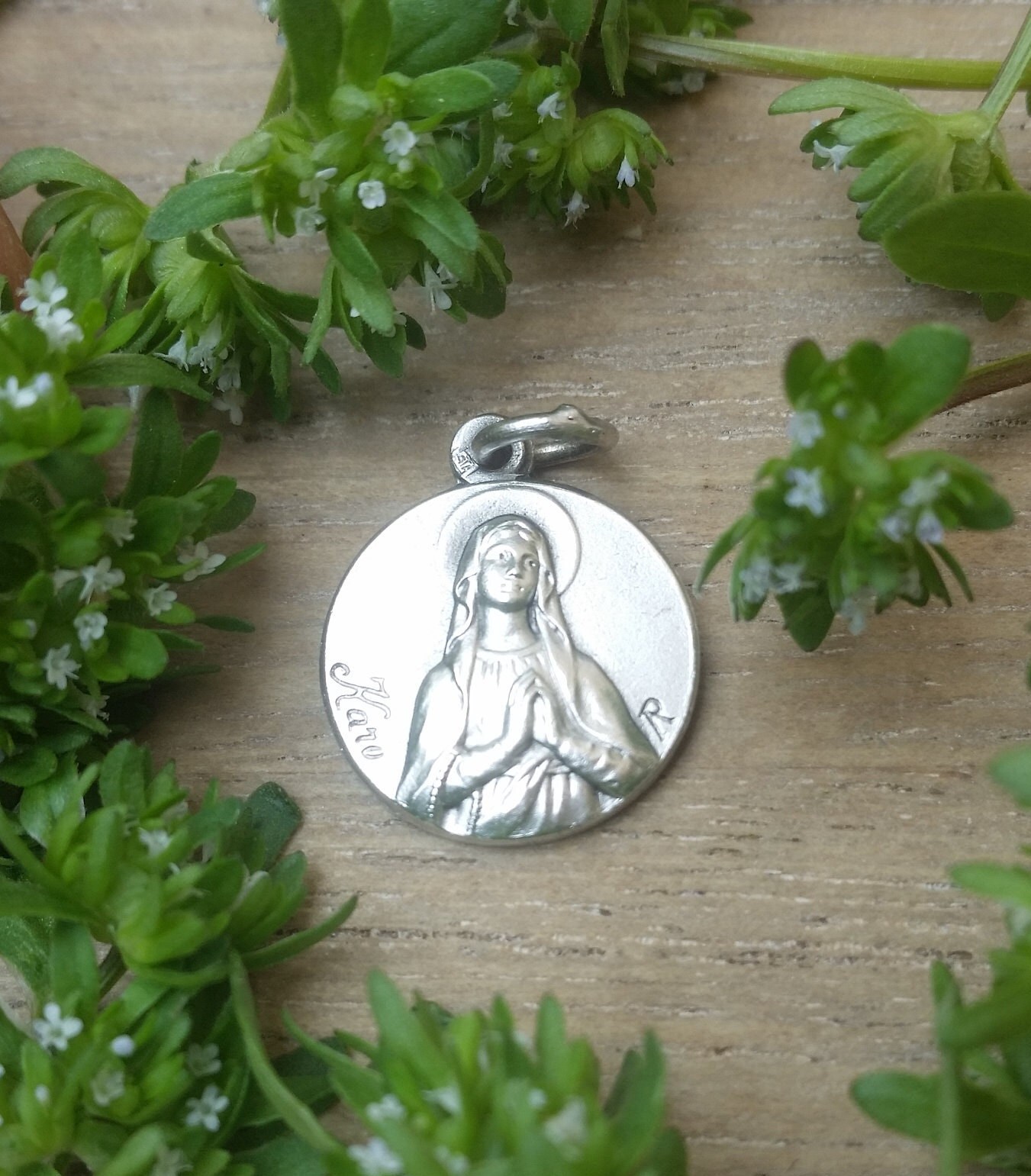 Silvered Religious Pendant Virgin Mary Antique Marian - Etsy