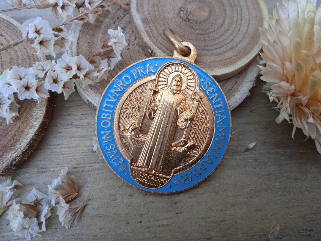 Antique Pendant Saint Benedict of Nursia - Religious Large Medal ...