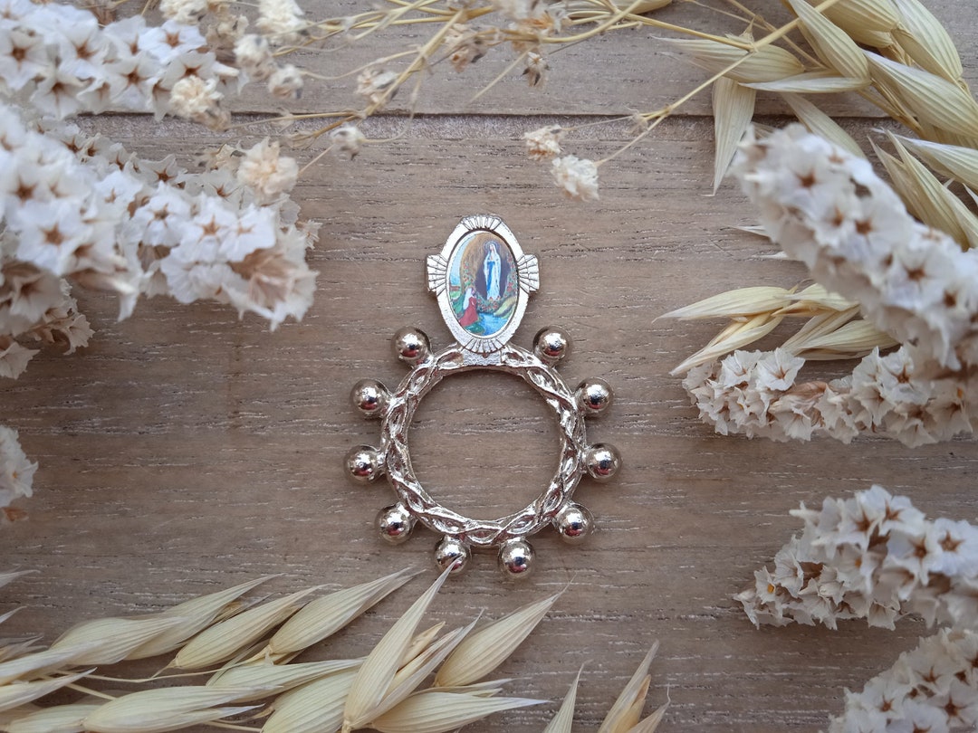 Antique Decade Rosary Ring - Christian Prayer Bead Ring - Chaplet Ring ...