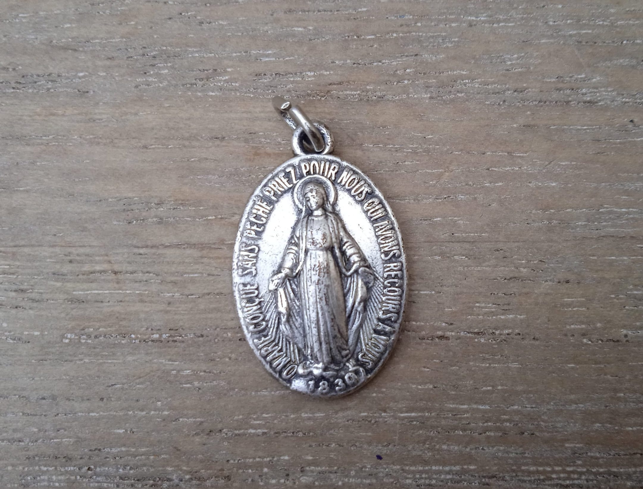 Religious Pendant Blessed Virgin Mary Antique Miraculous Medal Catholic ...
