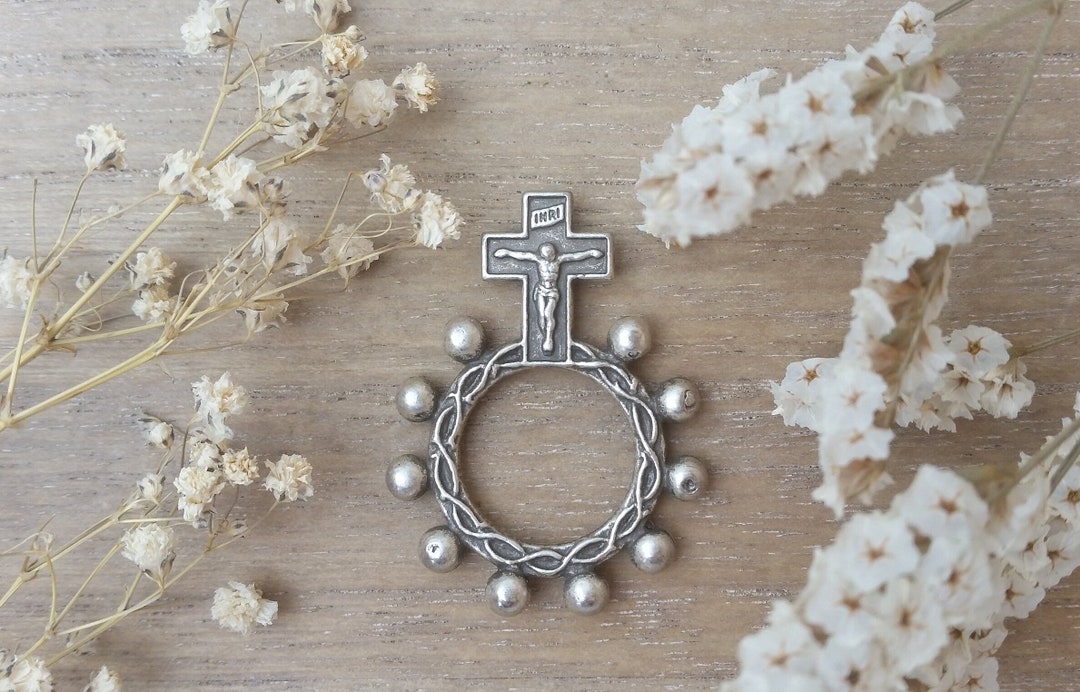 Antique Rosary Ring Christian Prayer Bead Ring Chaplet Ring Catholic ...