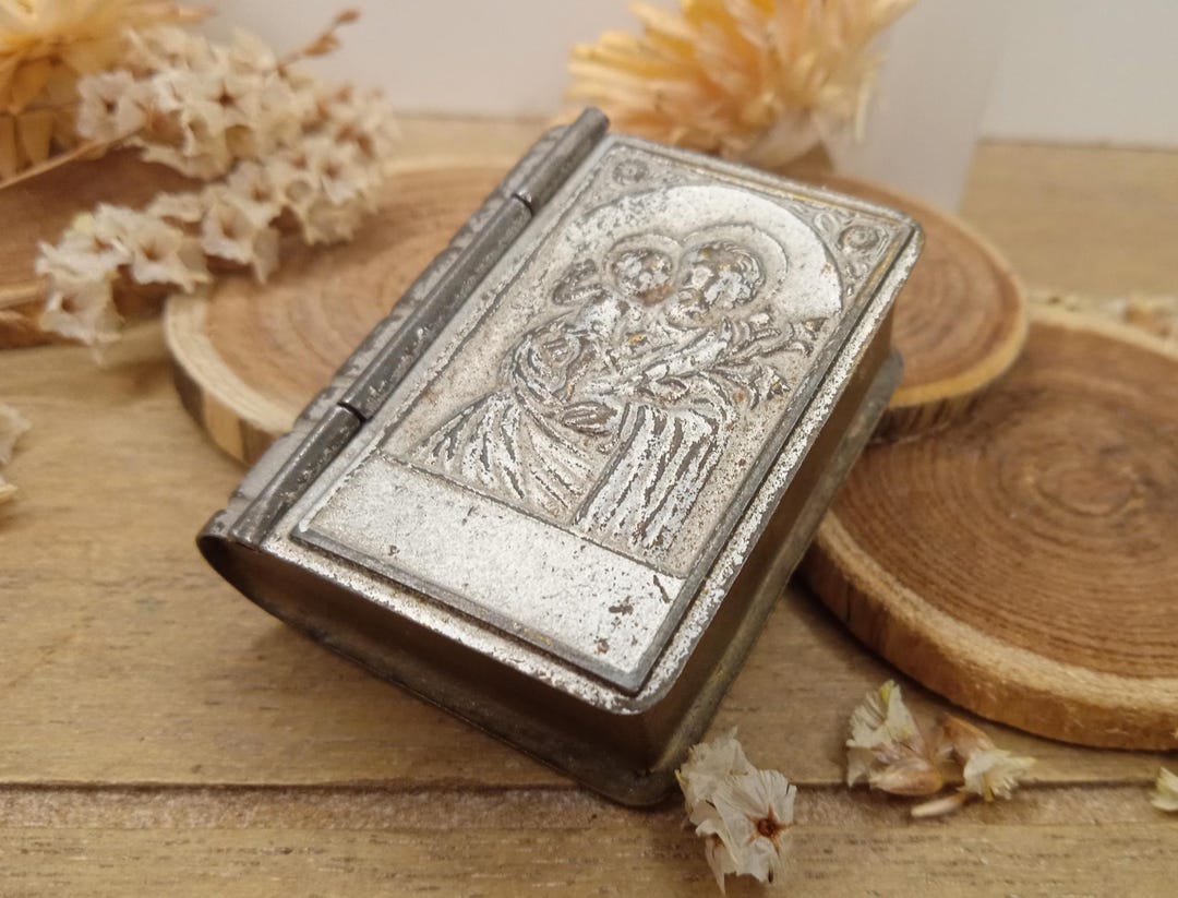 Saint Joseph and Holy Infant - Antique Pill Box - French Vintage Rosary ...
