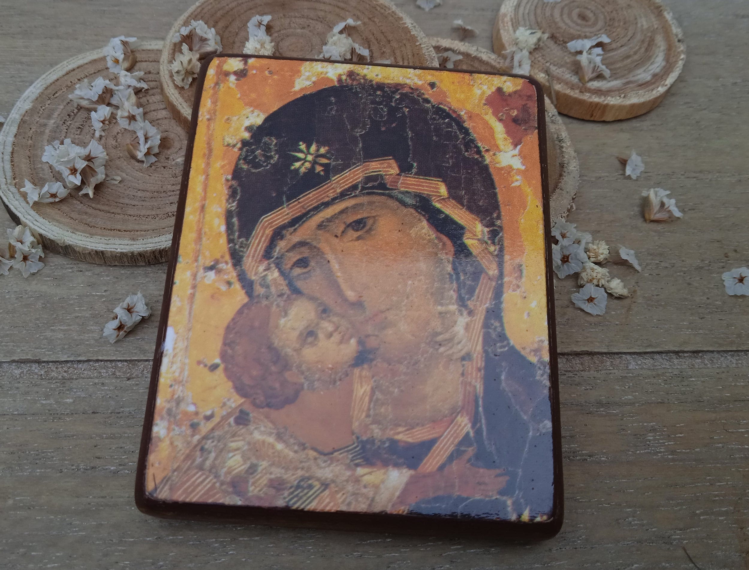 Virgin of Tenderness Holy Virgin Mary Wooden Orthodox Icon Byzantine ...