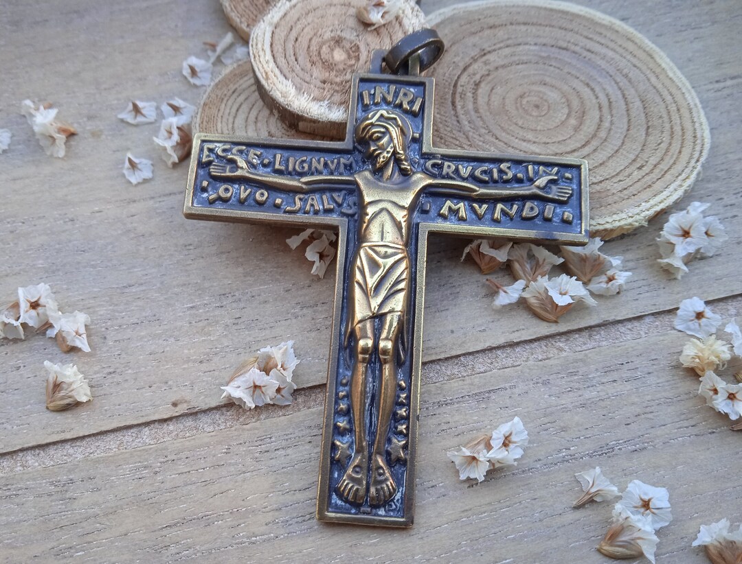 Bronze Pectoral Cross Antique Cross by Fernand PY Jesus Christ Medal ...