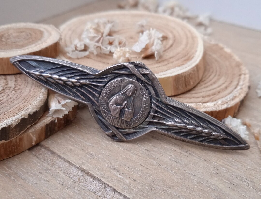 Religious Brooch Margaret Mary Alacoque - Paray Le Monial - Antique ...