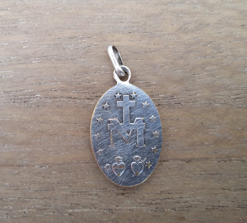 Religious Pendant Blessed Virgin Mary Antique Miraculous Medal Catholic ...