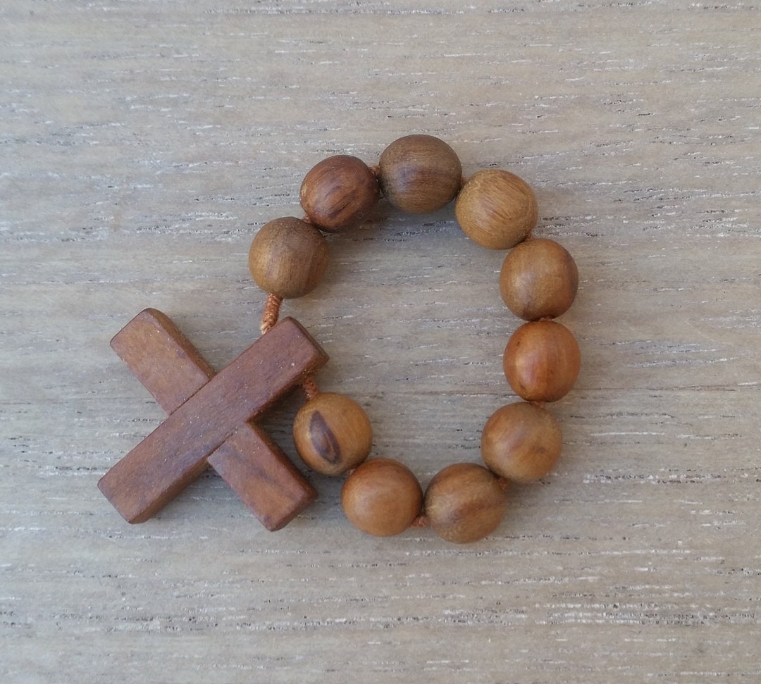 Wooden Decade Rosary Christian Prayer Bead Ring Finger Chaplet ...