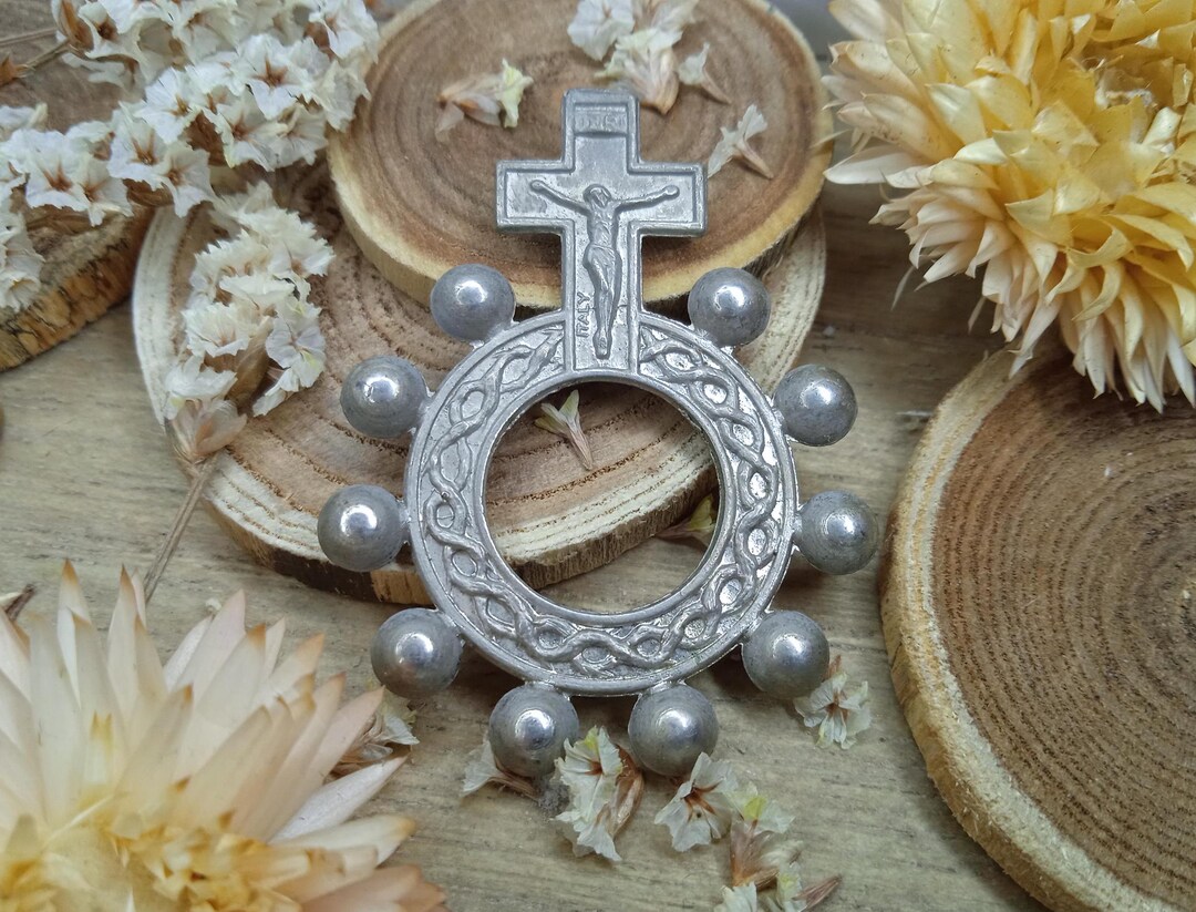Antique Rosary Ring - Christian Prayer Bead Ring - Decade Chaplet Ring ...