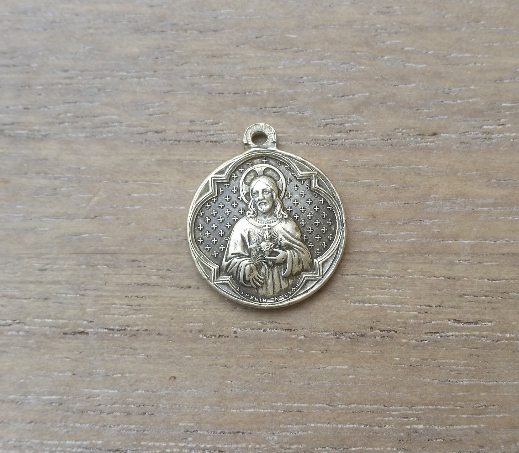 Religious Pendant Saint Aloysius Gonzaga Medal Sacred Heart of Jesus ...