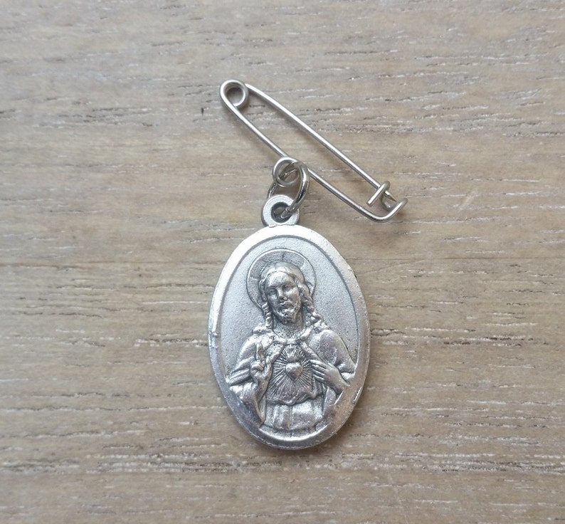 Jesus Christ Medal Pendant Holy Family Brooch Silvered - Etsy
