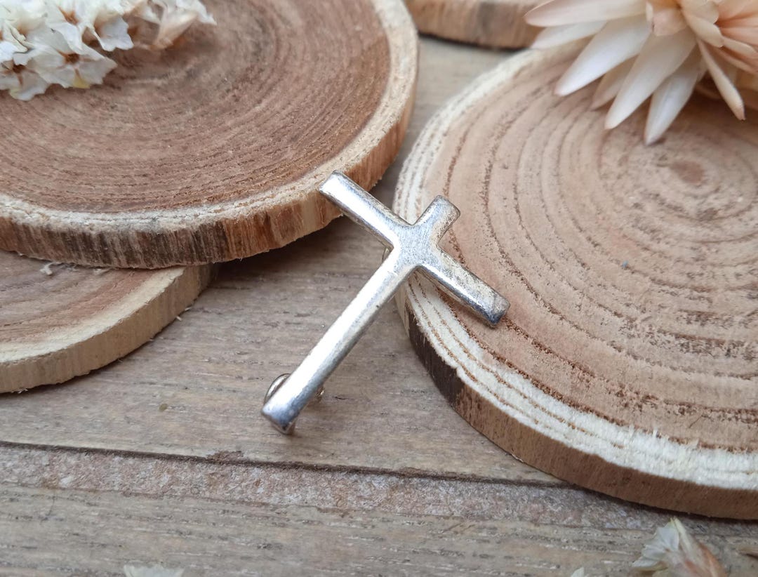 Antique Religious Brooch - Jesus Christ Silvered Cross - Christian ...