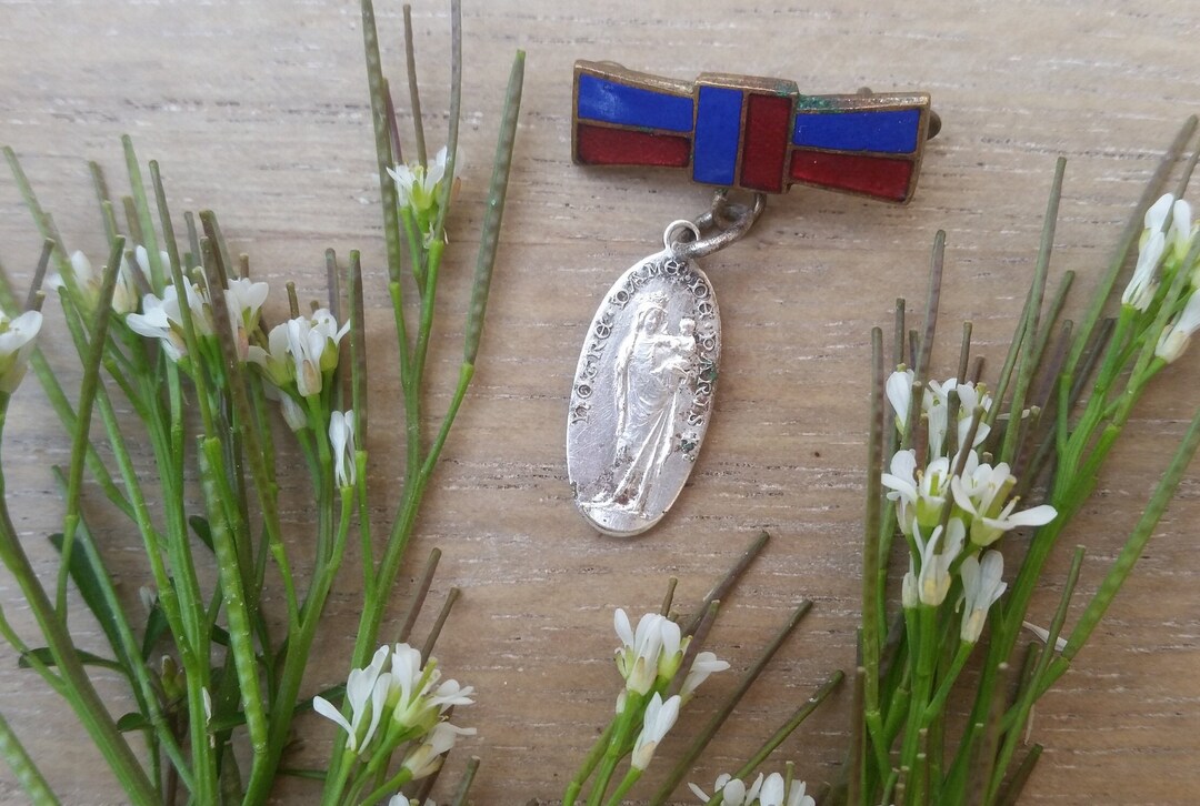 Antique Religious Brooch - Notre Dame De Paris - Our Lady of Paris ...