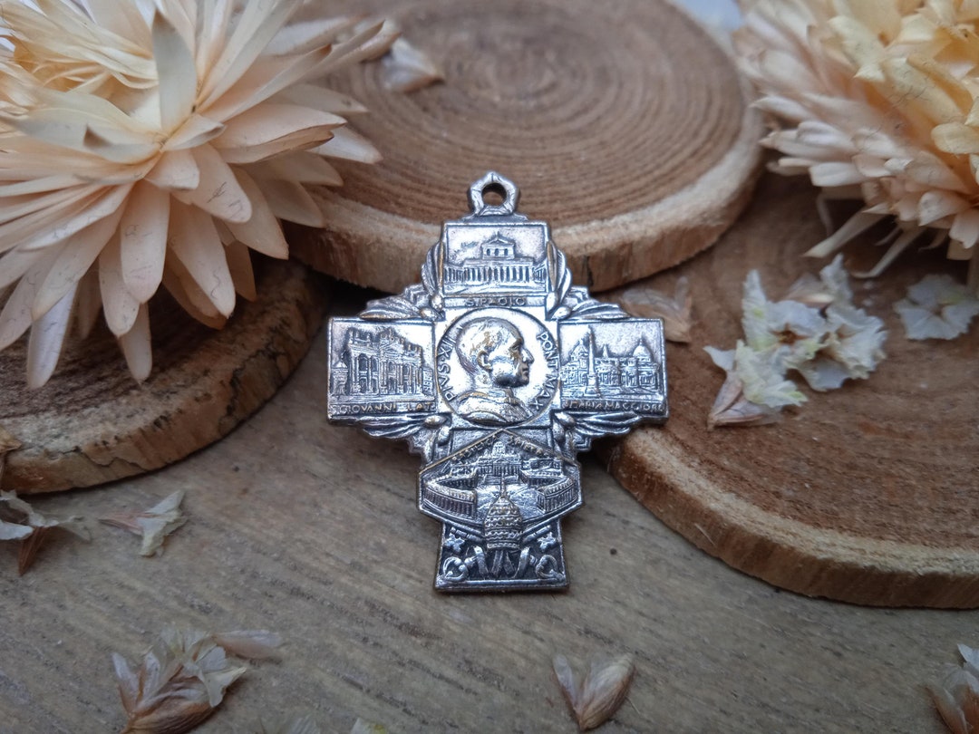 Antique Cross Pope Pius XII - Religious Saints Peter and Paul Apostles ...
