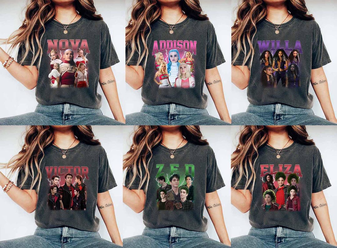 Custom Disney Zombies 4 Character Shirt, Addison Eliza Nova Victor ...