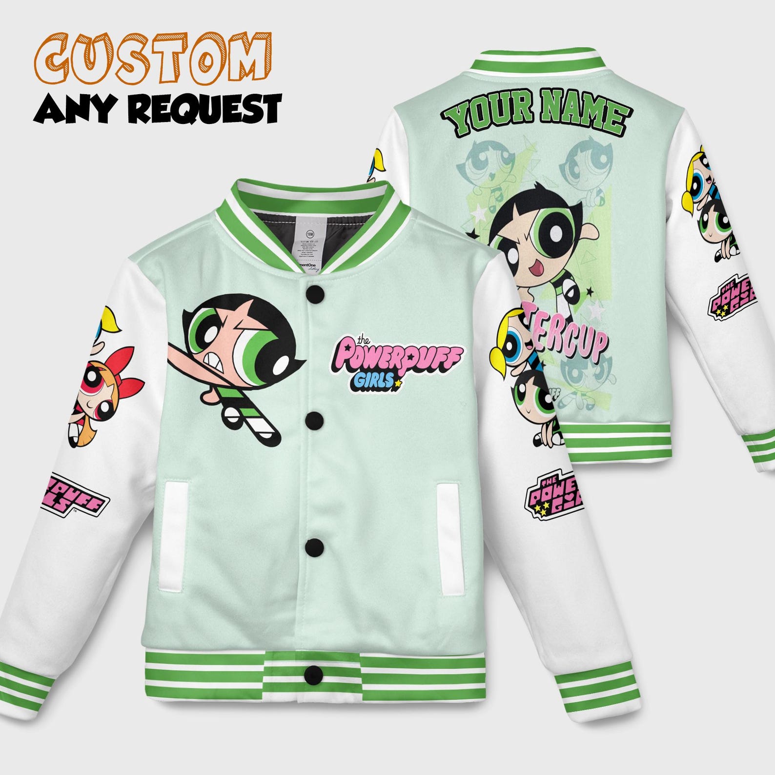 Personalized Buttercup the Powerpuff Girls Varsity Jacket, Custom the ...
