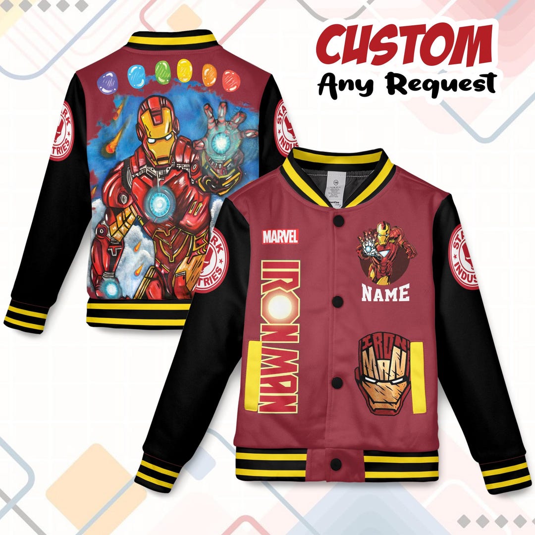 Personalized Iron Man Varsity Jacket, Custom Marvel Superhero Baseball ...