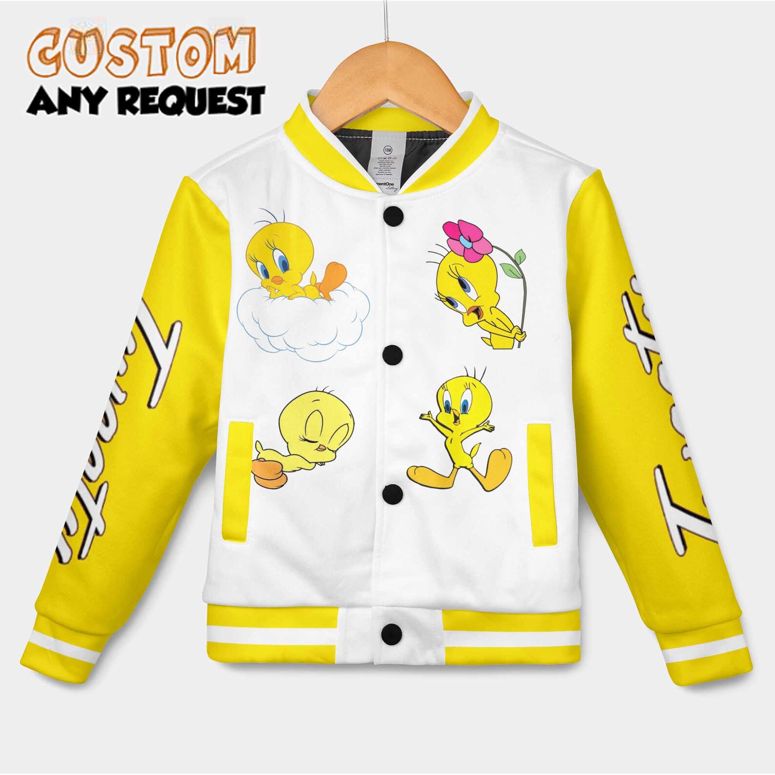 Custom Tweety Bird Varsity Jacket, Personalized Disney Tweety Bird ...