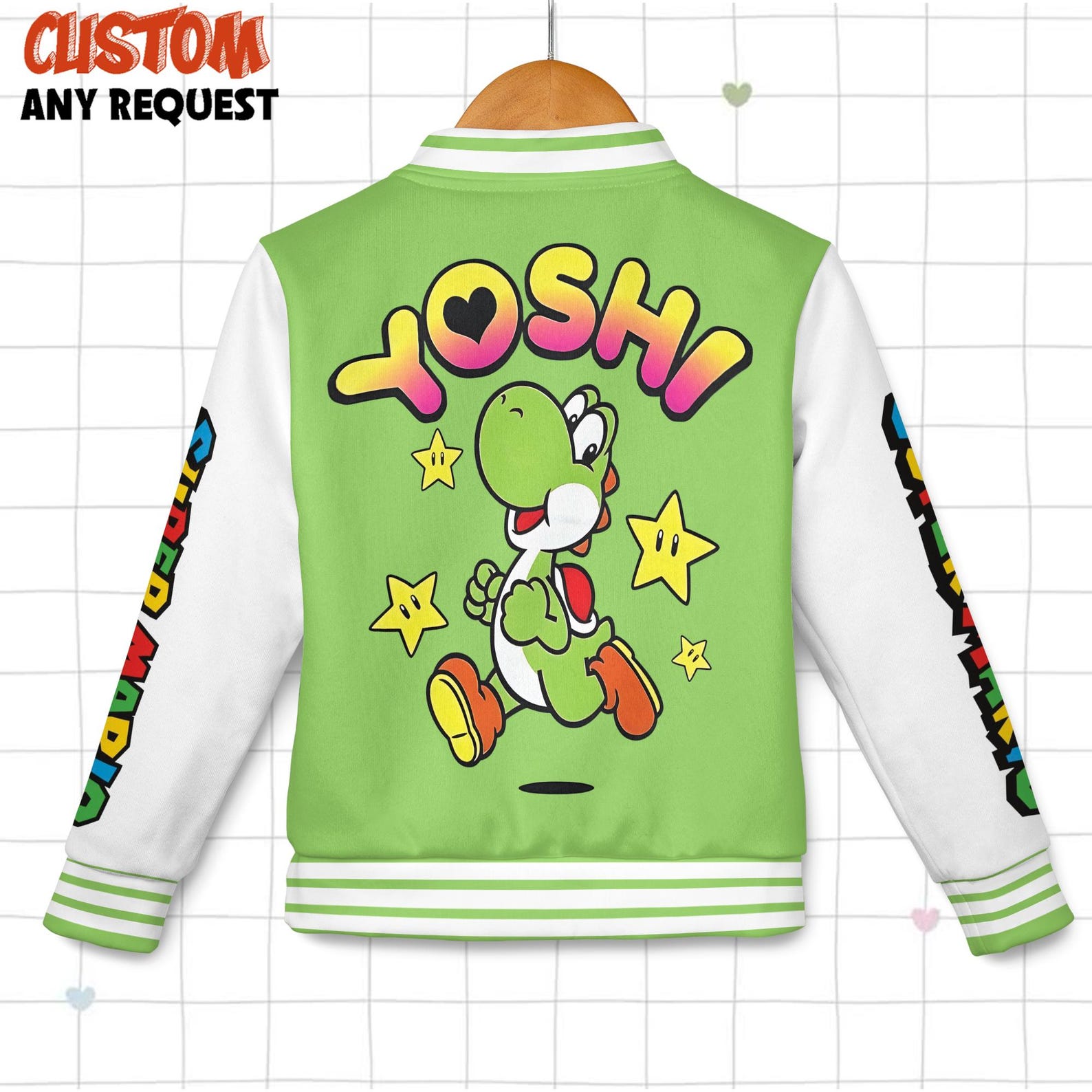 Personalized Yoshi Mario Baseball Jacket, Yoshi Luigi Peach Shirt,mario ...