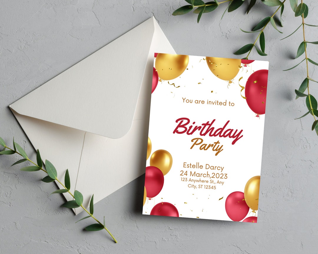 Birthday Invites Instant Download Printable Invites Birthday Invitation ...
