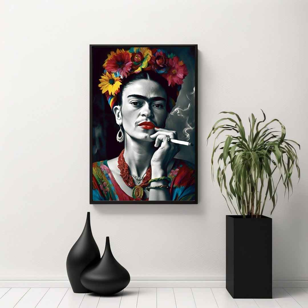 Frida Kahlo Smoking Portrait, Beautiful Art Print on Photo Paper Pro ...