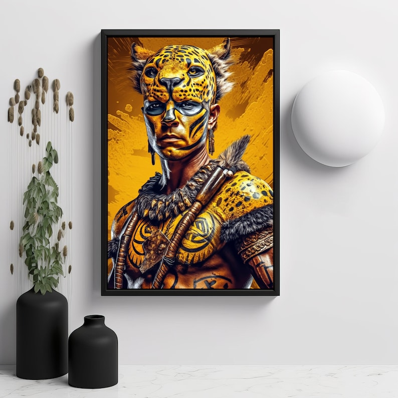 Aztec Caballero Jaguar Art Print, Stunning Portrait of A Mexico's ...