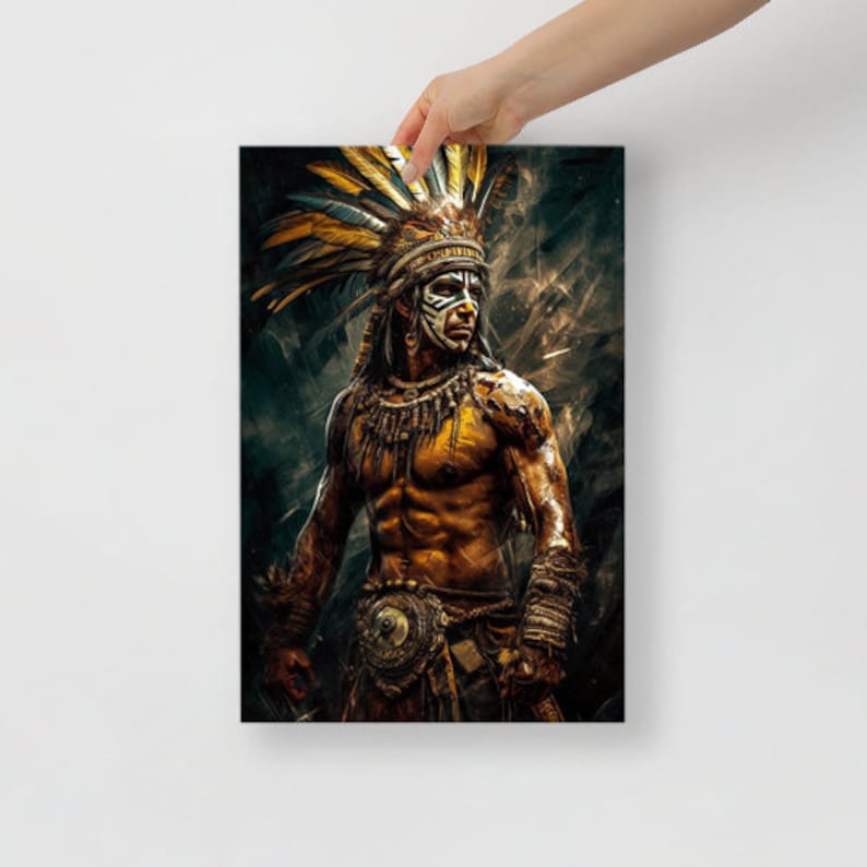 Aztec Warrior Art Print, Stunning Portrait of A Mexico's Native Warrior ...