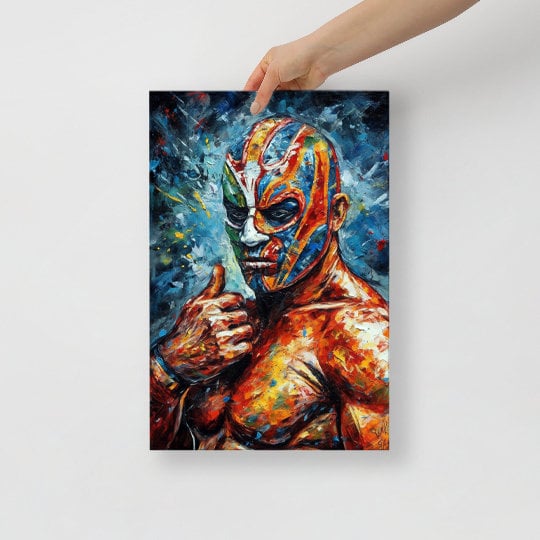 Luchador Art Print: Mexican Wrestler Impasto Painting - Etsy