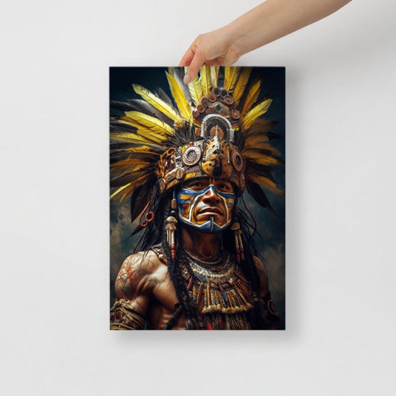 Aztec Warrior Art Print, Stunning Portrait of A Mexico Native Warrior ...