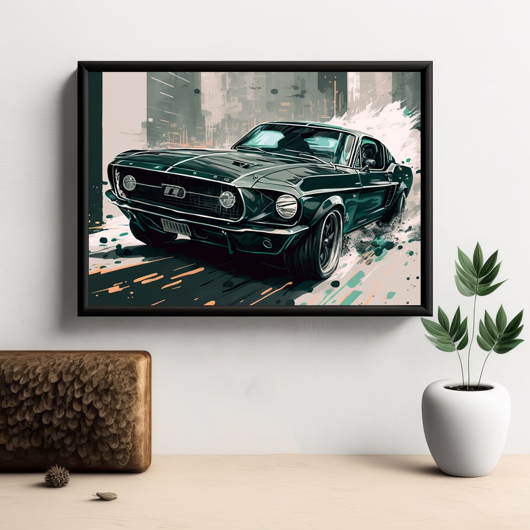 1968 Ford Mustang GT Art Print, Stunning & Beautiful Art Print of A 60 ...