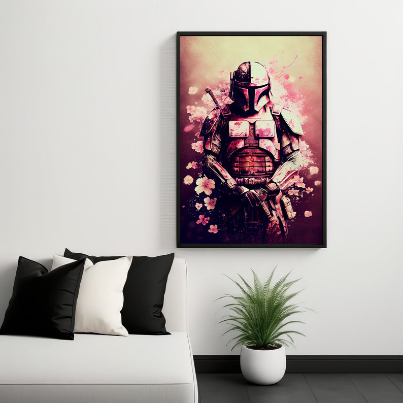 Mando Samurai With Cherry Blossoms Art Print on Photo Paper Pro Luster ...
