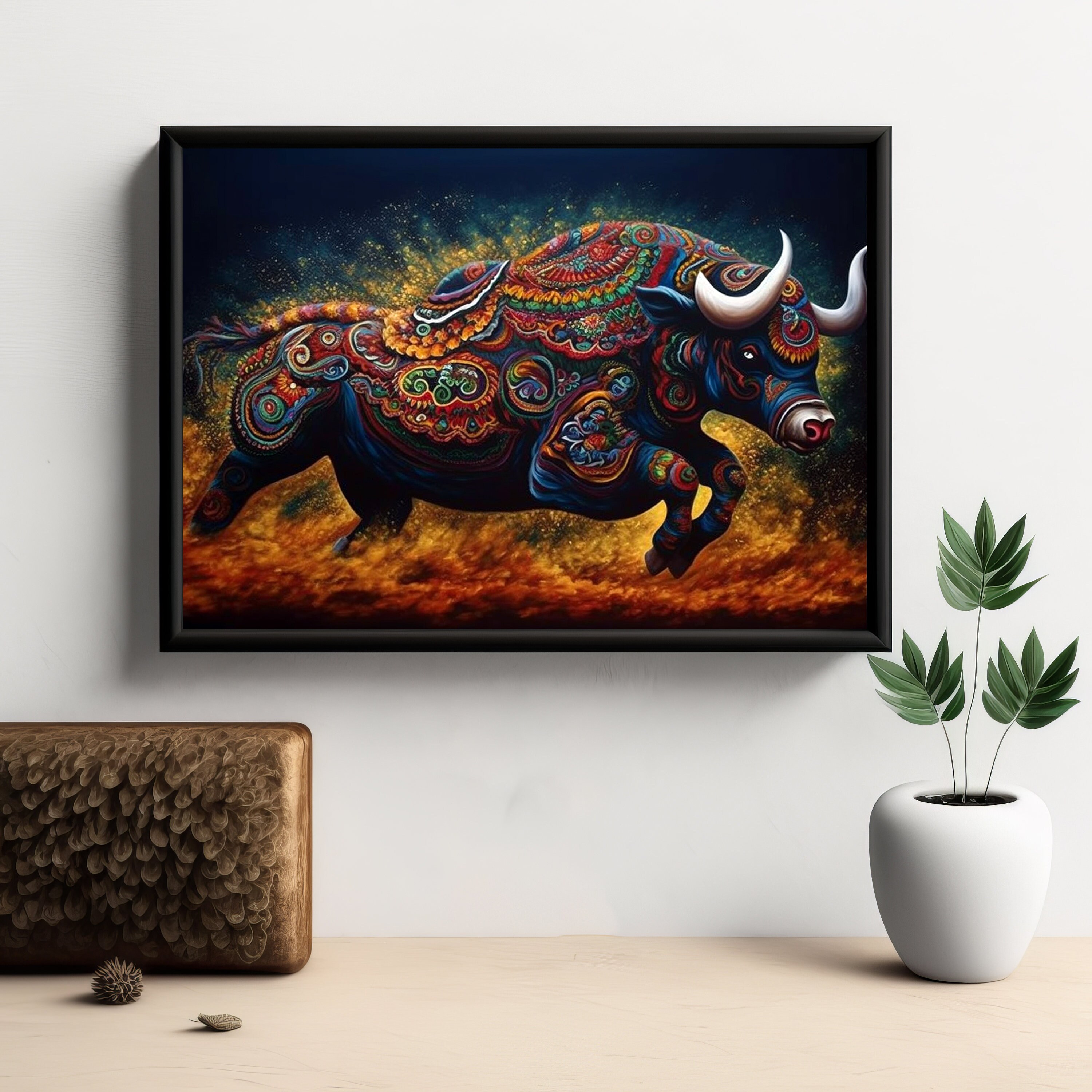 Bull Alebrije Art Print, Stunning Art Canvas of Magical Mexican ...