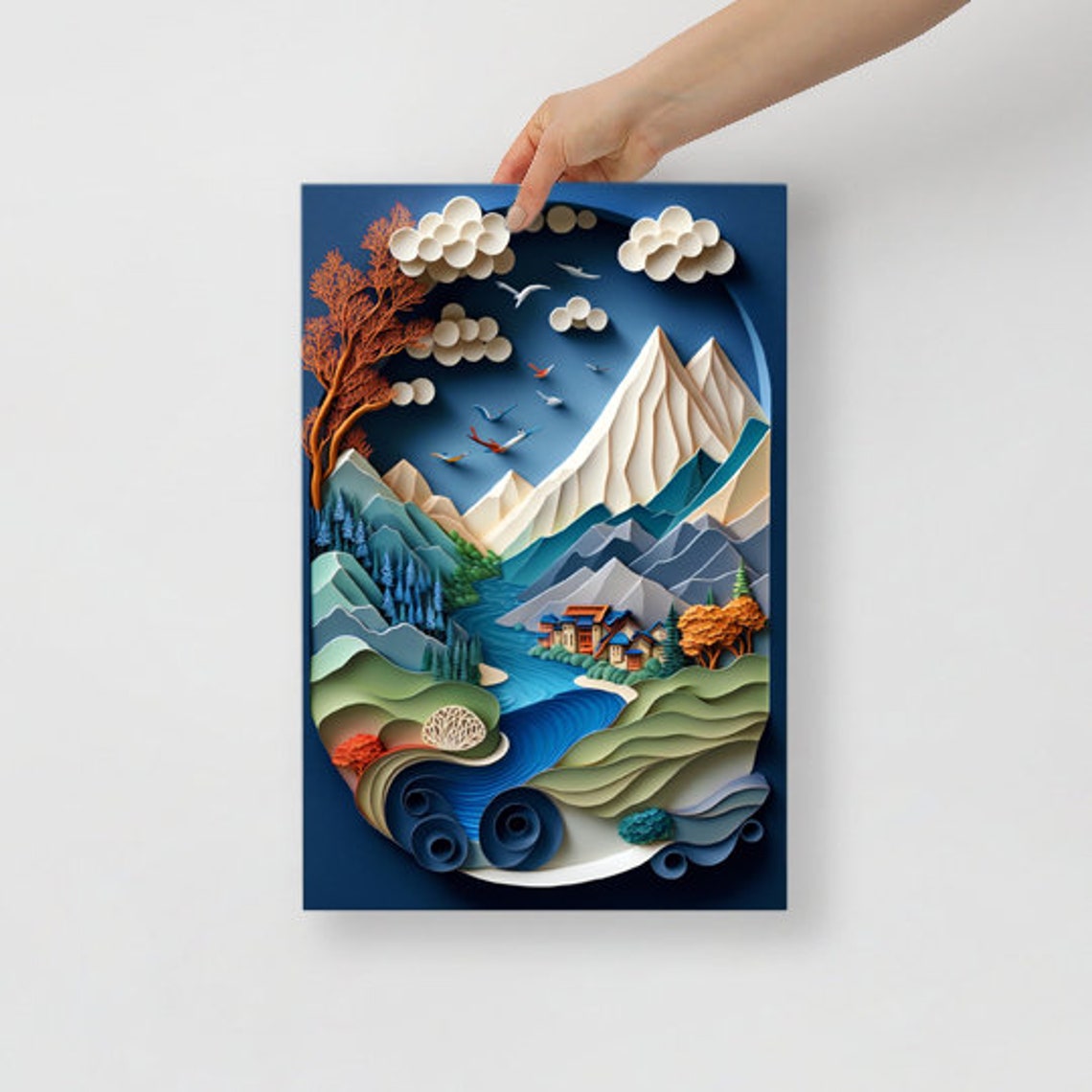 Paper Quilling Art Print: Coastal Mountain Town Photo Paper Poster - Etsy