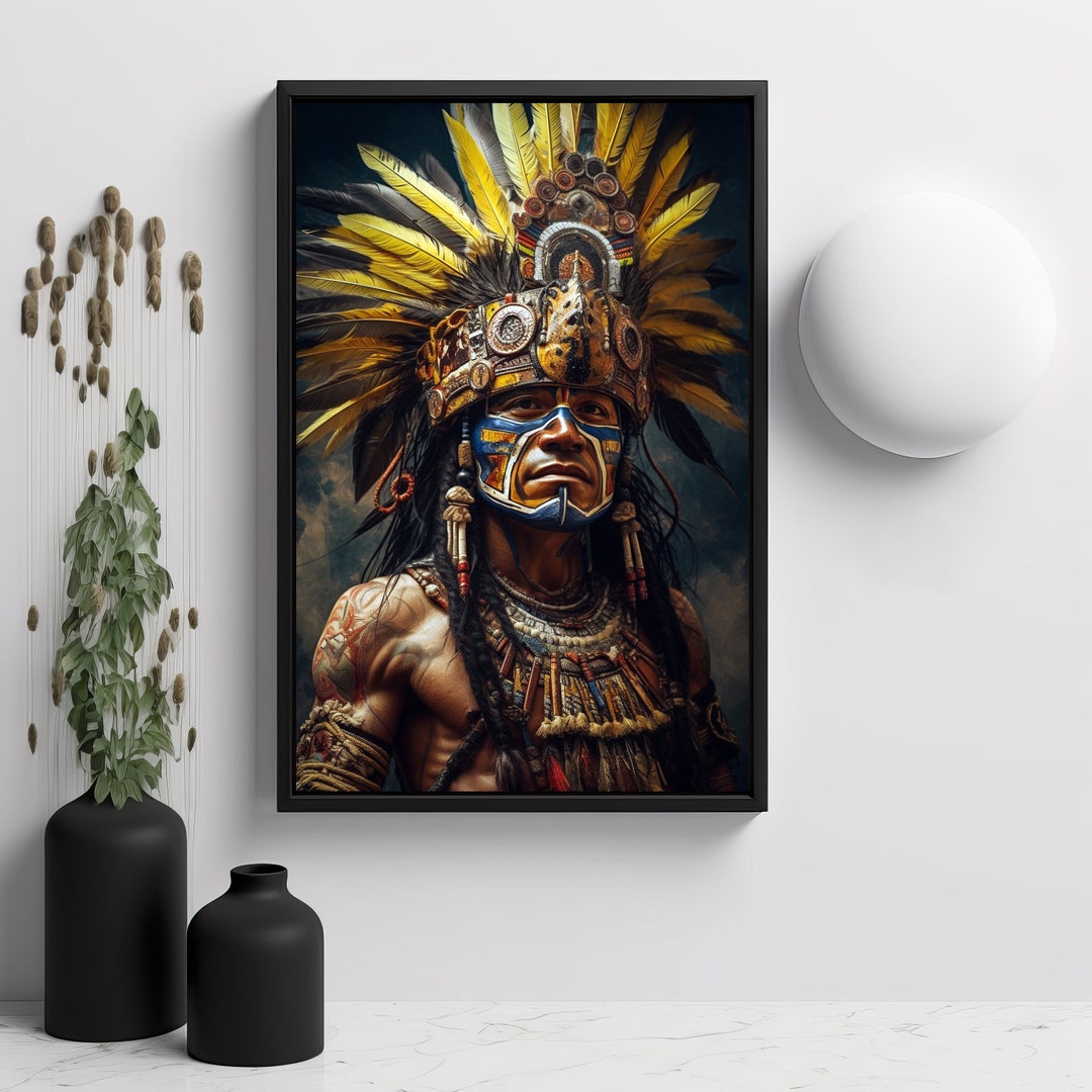 Aztec Warrior Art Print, Stunning Portrait of A Mexico Native Warrior ...