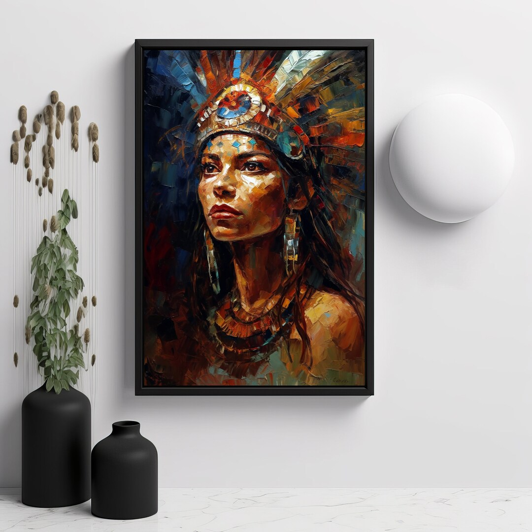 Beautiful Aztec Woman Art Print, Stunning Portrait of A Mexico's Native ...