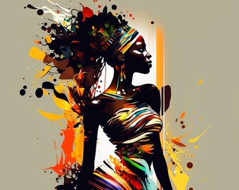 Graffiti Art Abstract African Woman Abstract Gold Art Print Large ...