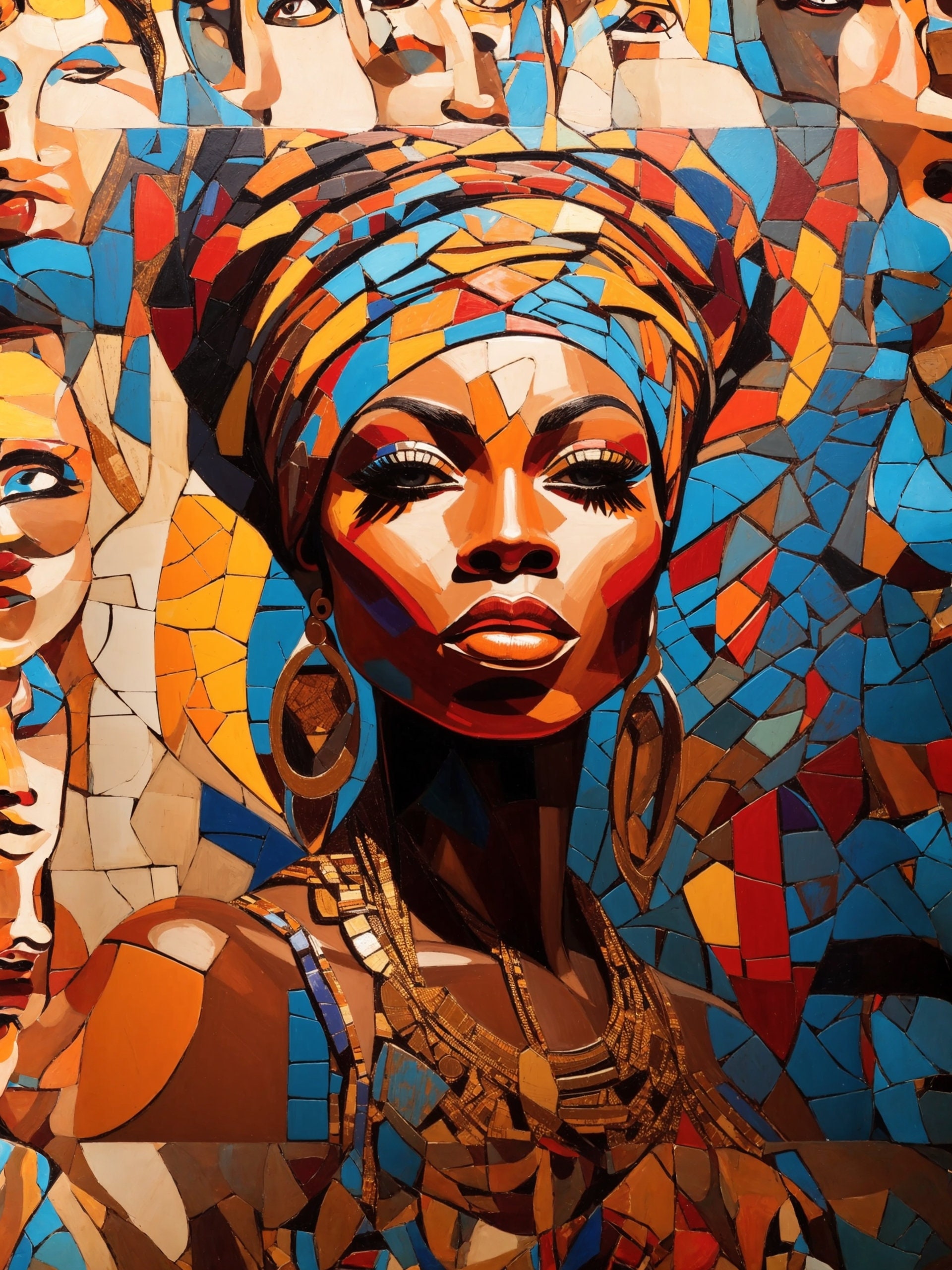 Vibrant Abstract Portrait of African Woman - Etsy