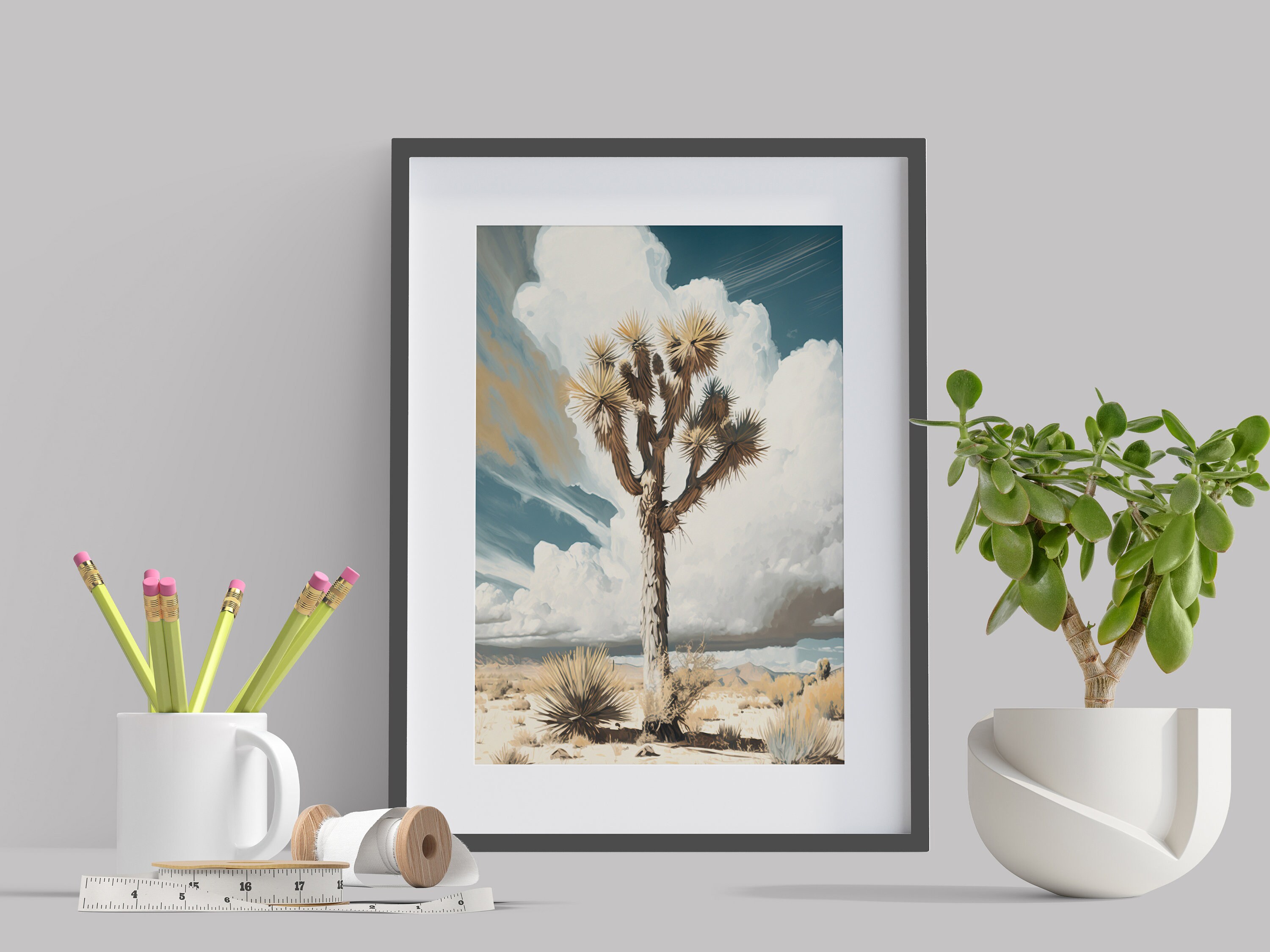 Joshua Tree Yucca in the Desert With Dramatic Clouds Digital Poster ...