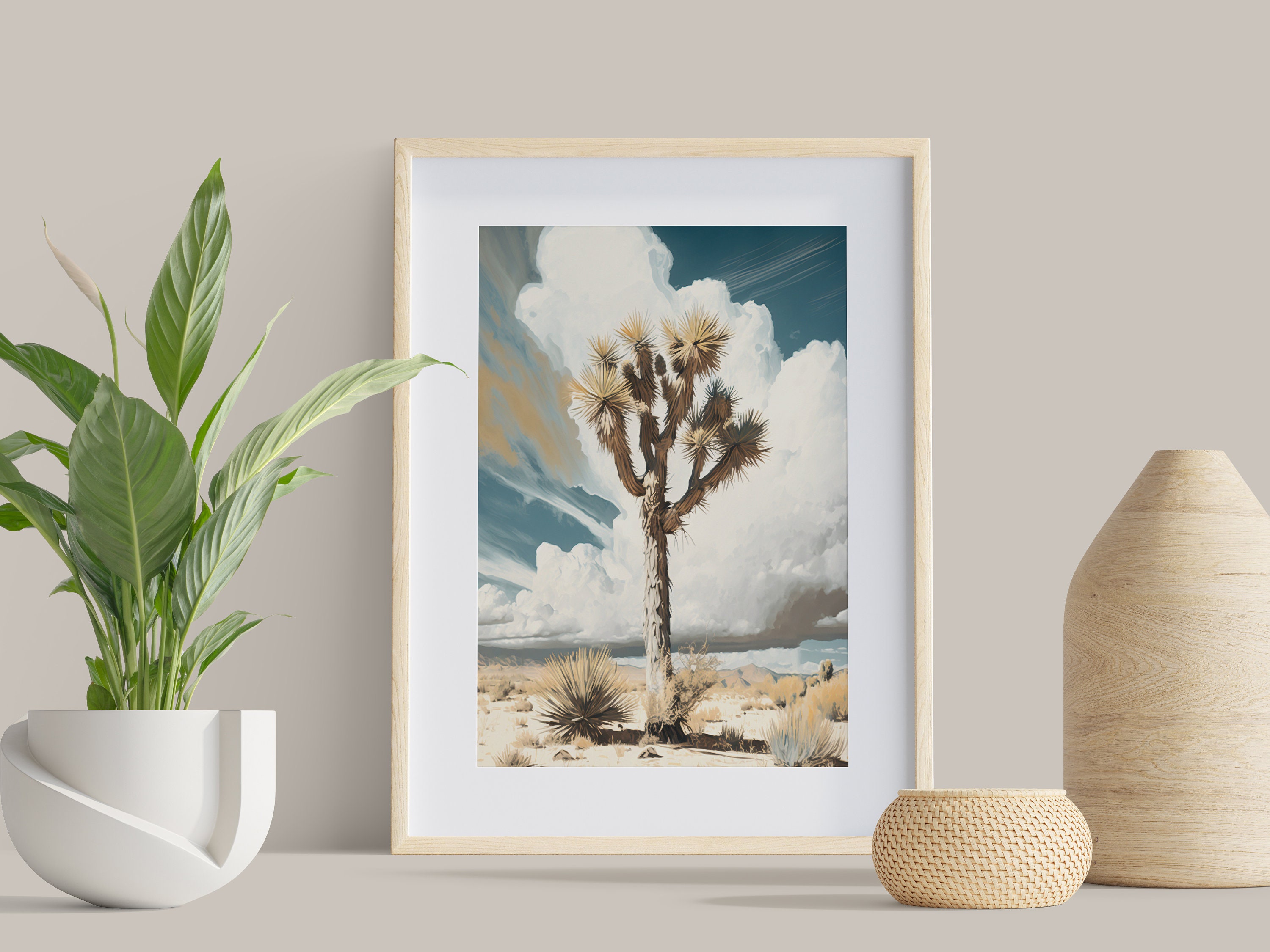 Joshua Tree Yucca in the Desert With Dramatic Clouds Digital Poster ...