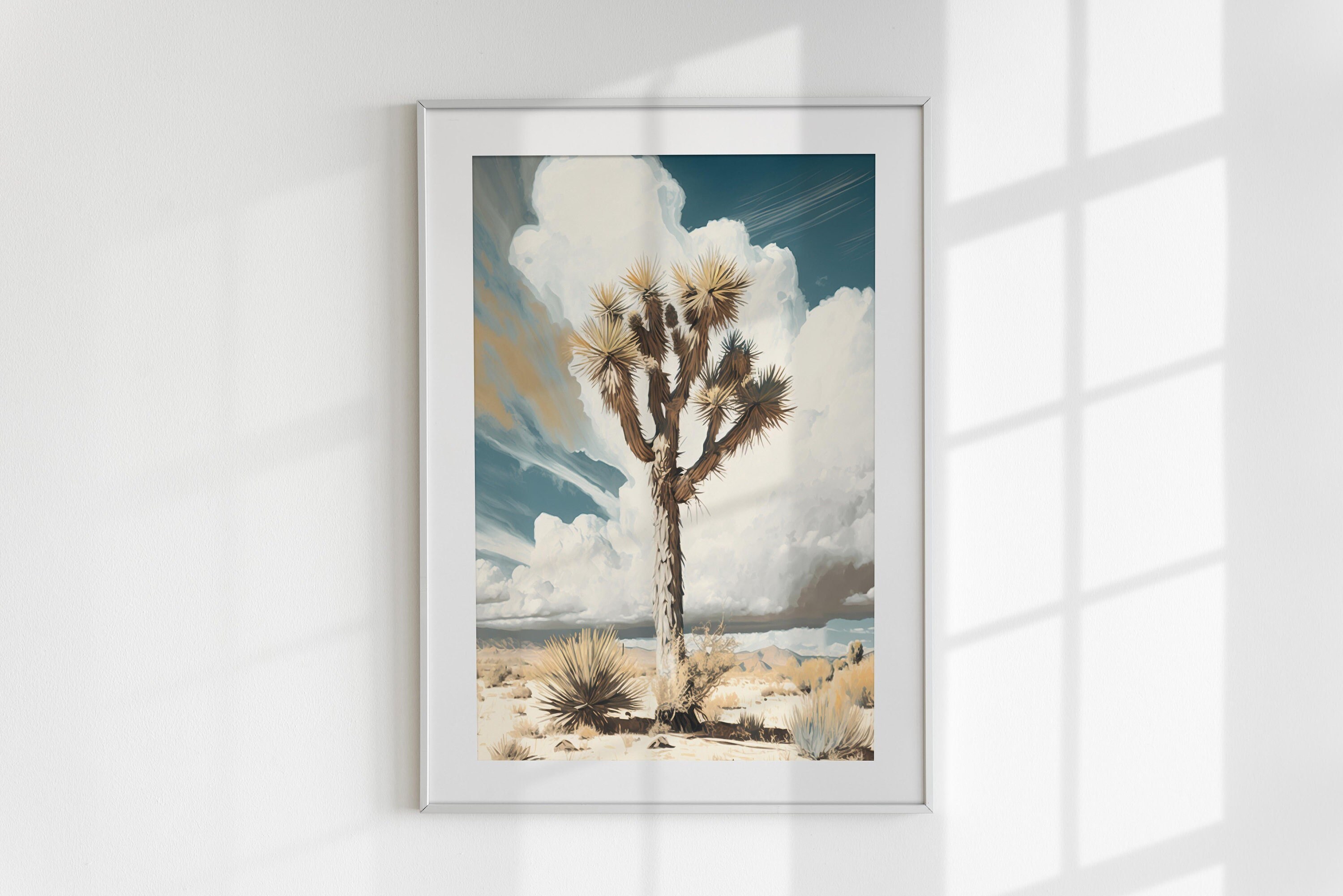 Joshua Tree Yucca in the Desert With Dramatic Clouds Digital Poster ...