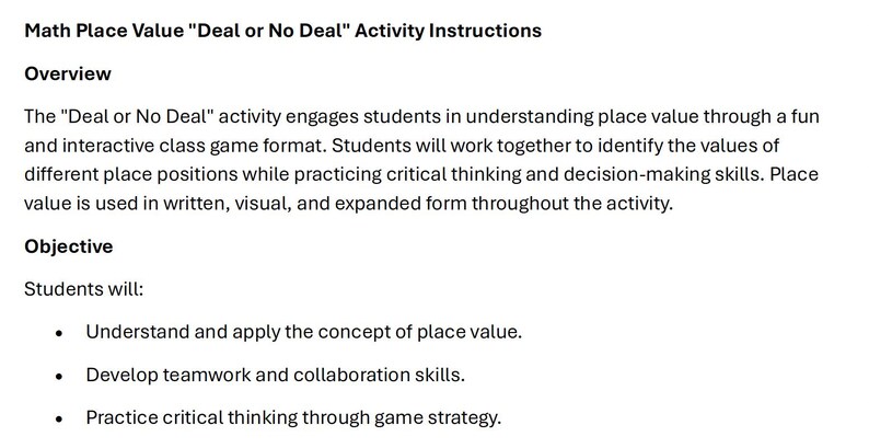 Grade 3 Math Game: Deal or No Deal - Etsy