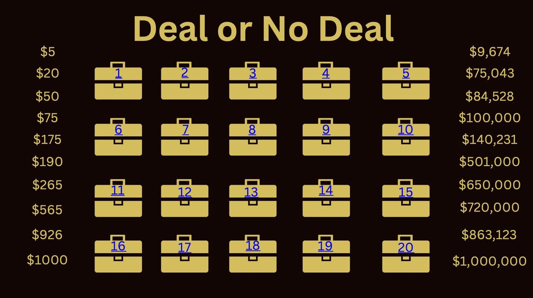 Grade 3 Math Game: Deal or No Deal - Etsy