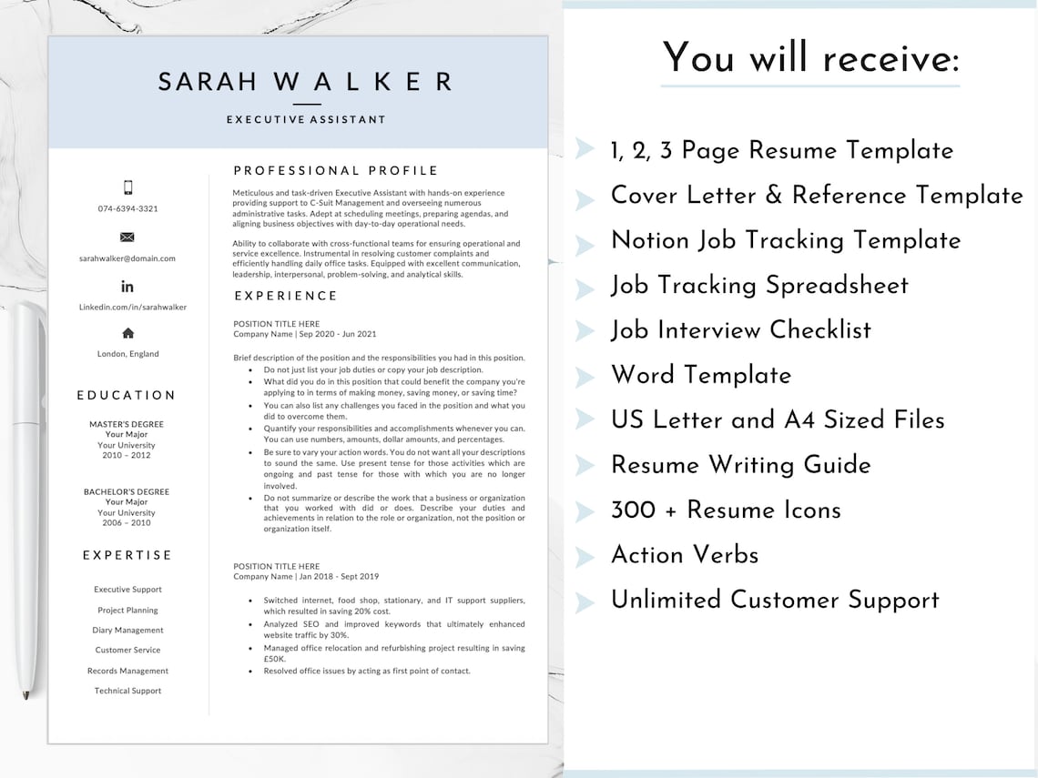 Simple Resume Template, Professional Modern Resume Template for Word ...