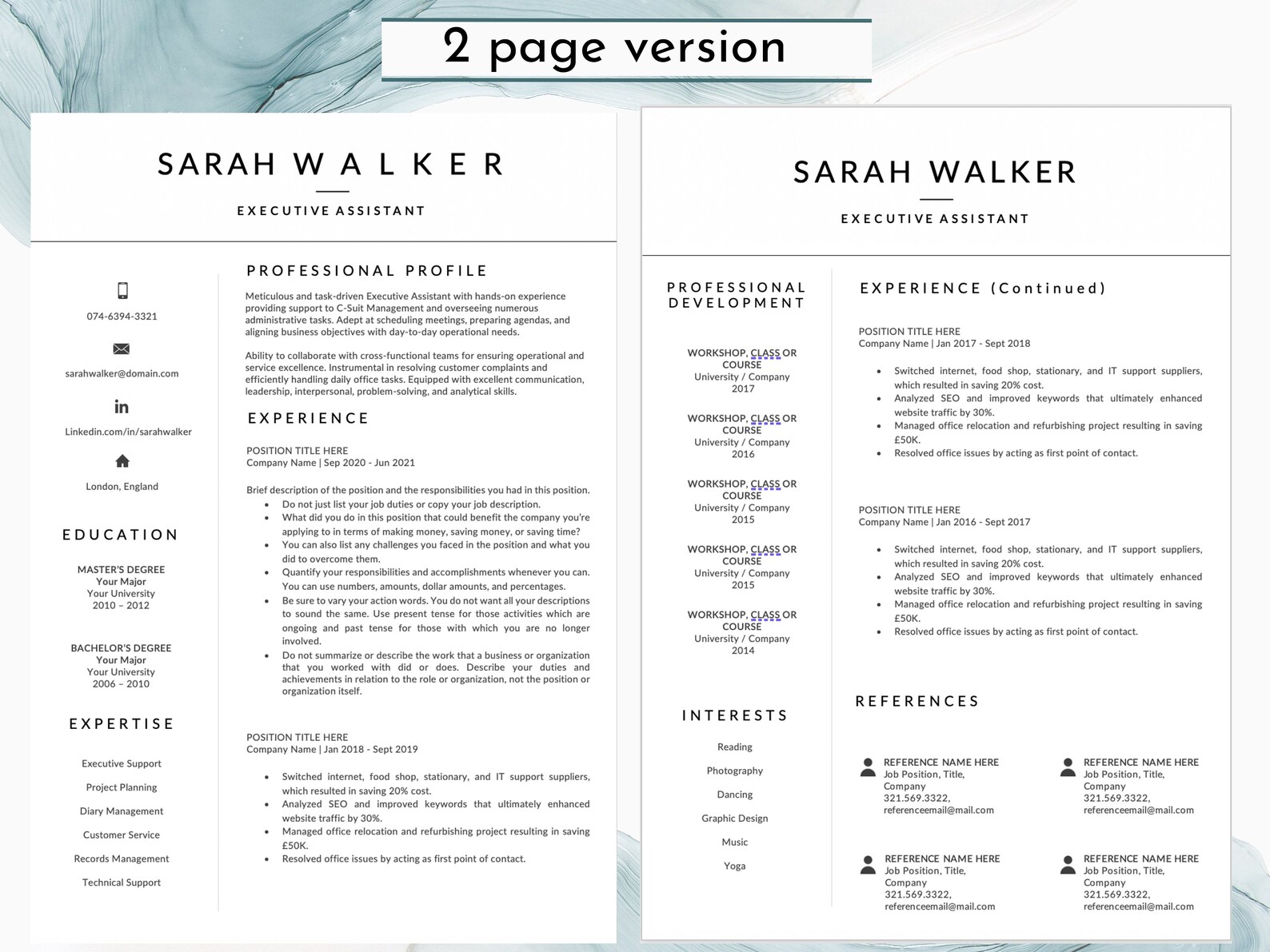 Functional Resume Template, CV Template, Resume Template for Word ...