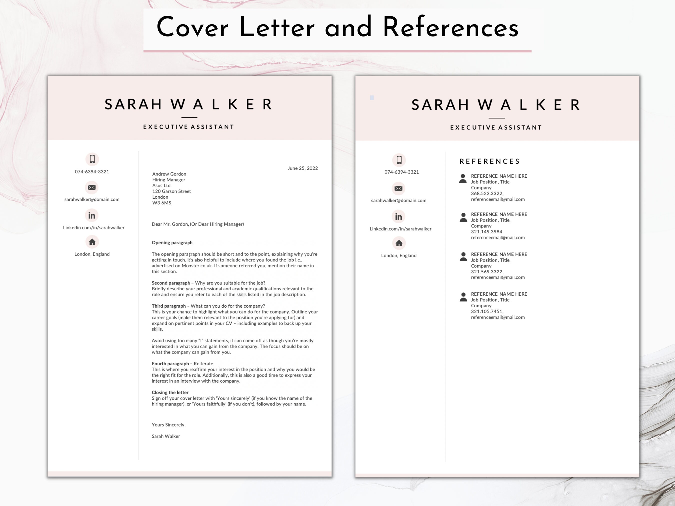 2 Page Resume Template, Resume Template Word & Pages, Modern Clean ...