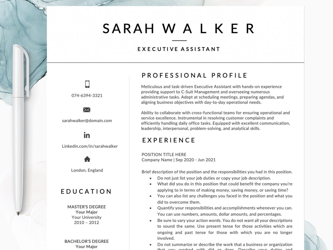 Functional Resume Template, CV Template, Resume Template for Word ...