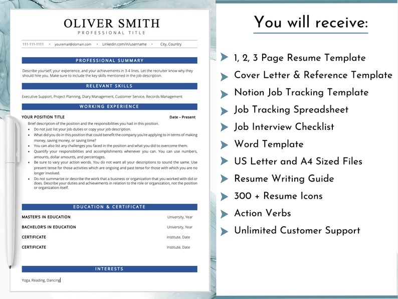 ATS Friendly Resume Template | Professional Word Resume Template ...
