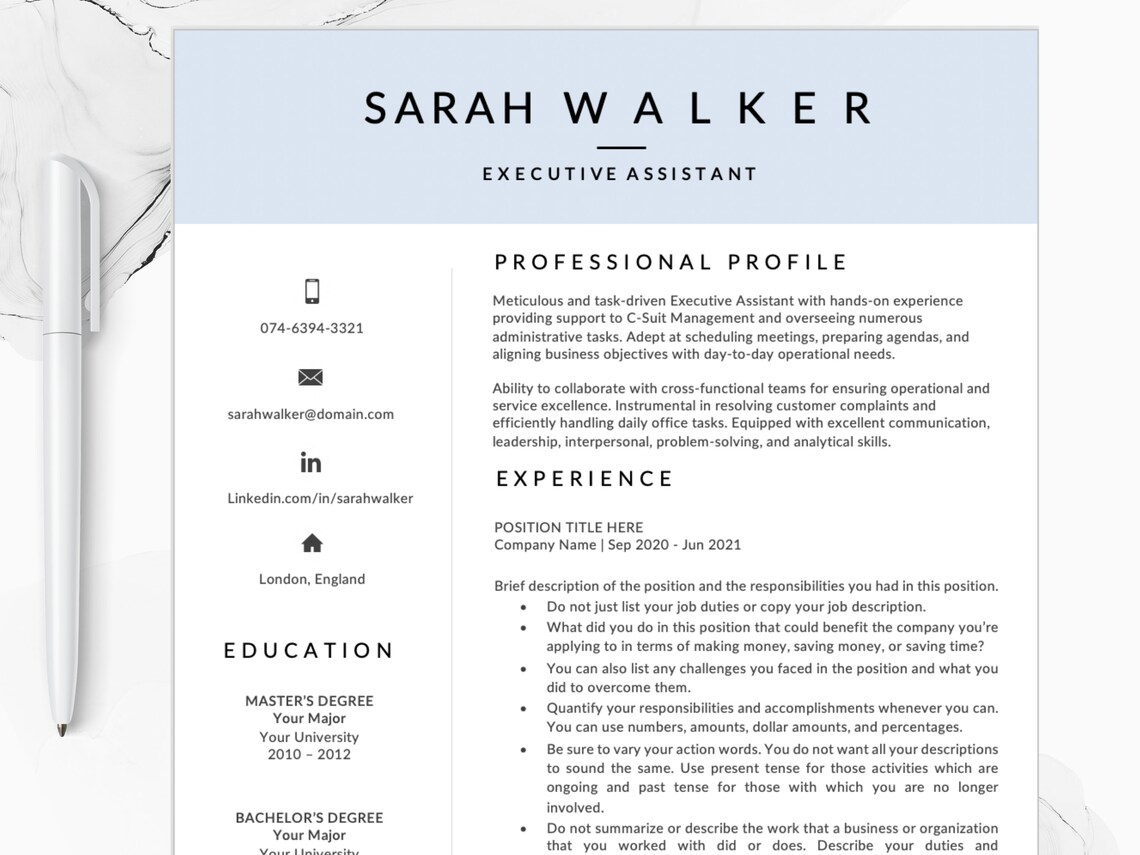 Simple Resume Template, Professional Modern Resume Template for Word ...