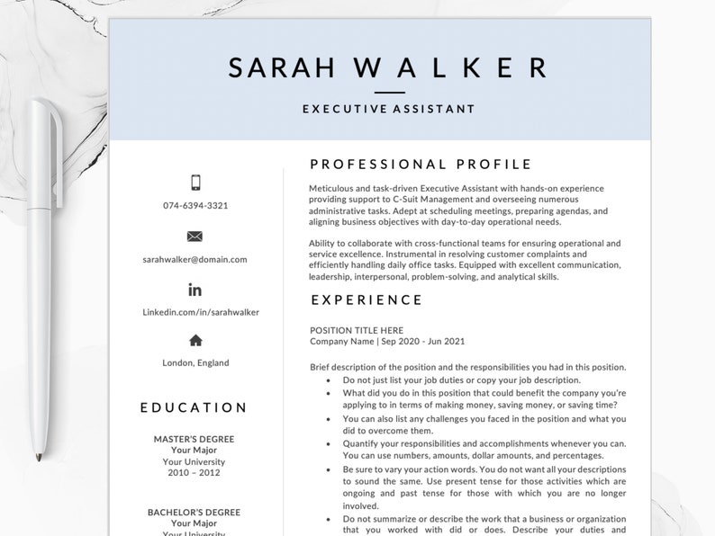 Simple Resume Template, Professional Modern Resume Template for Word ...