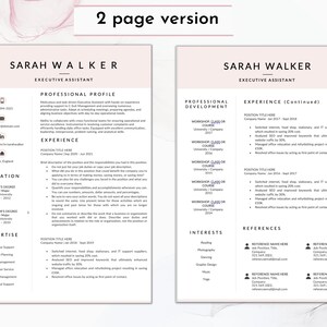 2 Page Resume Template, Resume Template Word & Pages, Modern Clean ...