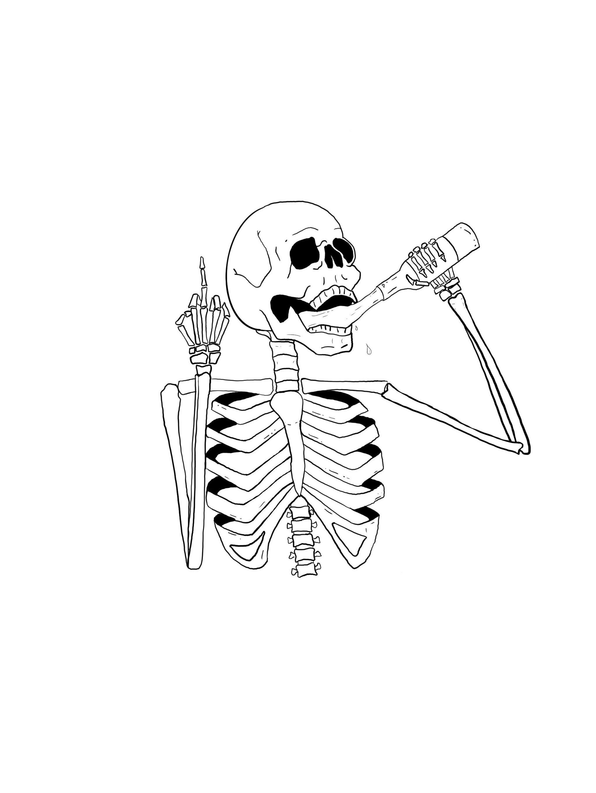 Skeleton Drinking ; Skeleton Print; Skeleton Art Digital Downloads ...